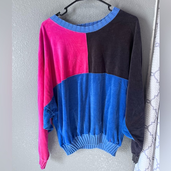 Westbound | Sweaters | Vintage 8s 90s Retro Colorblock Velour ...